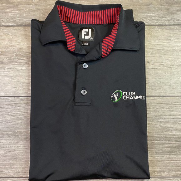 FootJoy | Shirts | Footjoy Medium Black Golf Polo Club Champion Logo M ...
